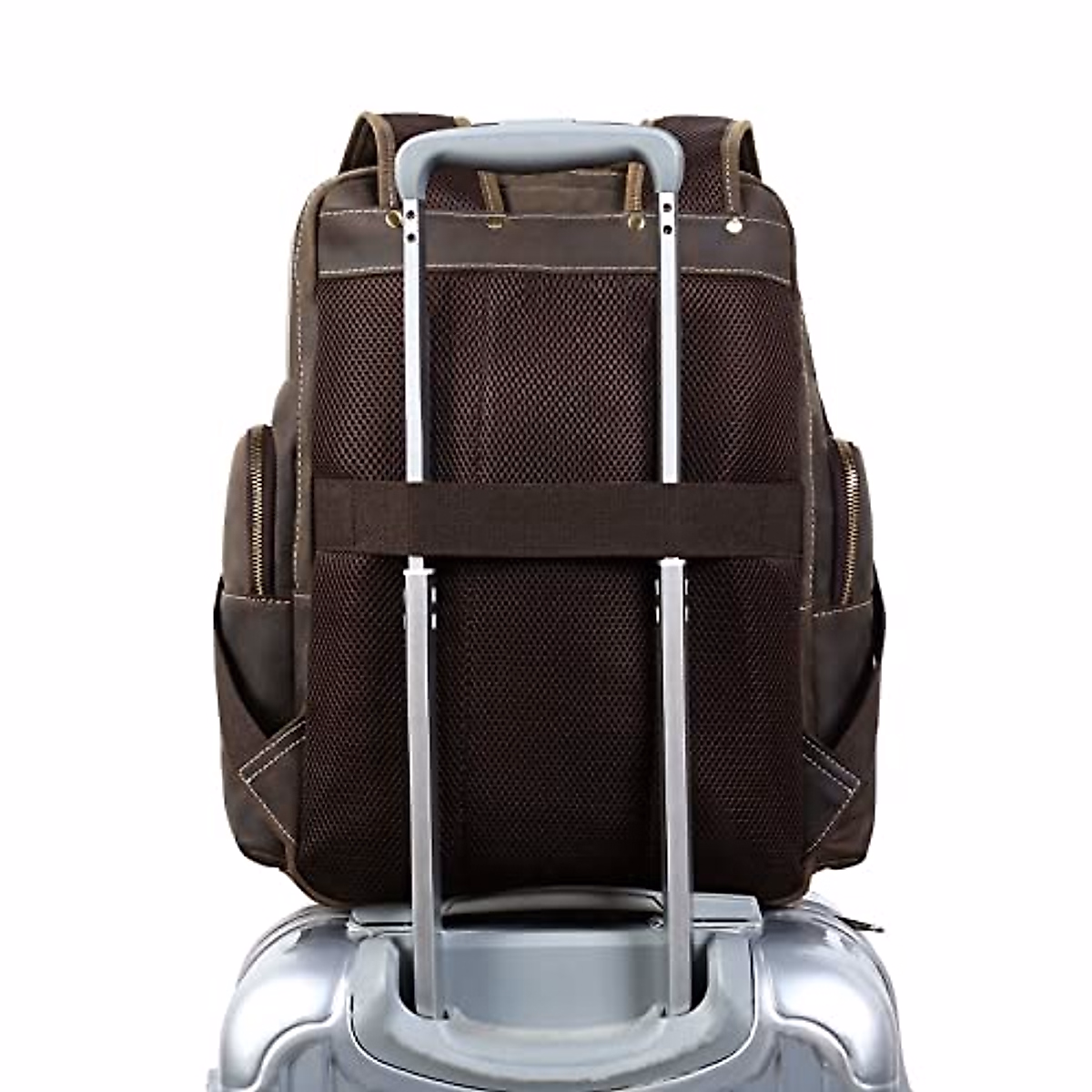 Taertii Full Grain Mens Leather Backpack for 15.6" Laptop Large Capacity 32L Multi Pockets Travel Work Hiking Daypacks