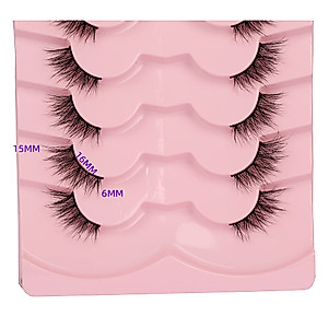 Gmagictobo False Eyelashes Fluffy Half Lashes Natural Look Cat Eye Lashes Pack False Lashes Extensions Fake Eyelashes 7 Pairs Multipack