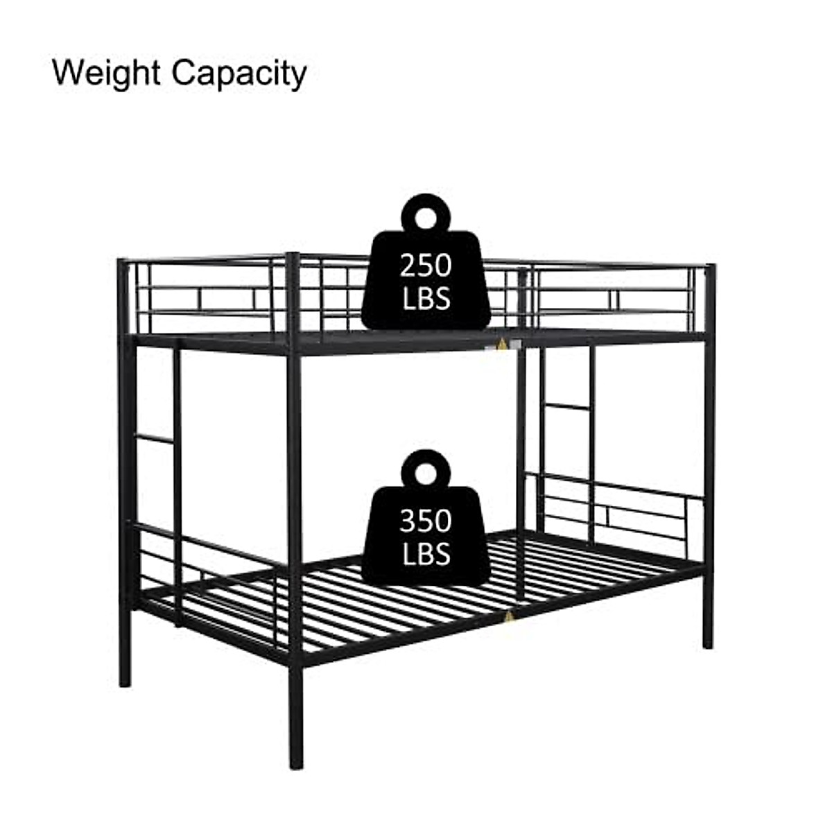ZEROFEEL Twin Over Twin Metal Bunk Bed Frame, CPC Certified, Heavy Duty Space-Saving Design,Easy Assembly with Safety Guard Rails & 2 Side Ladder for Adults Children Teens