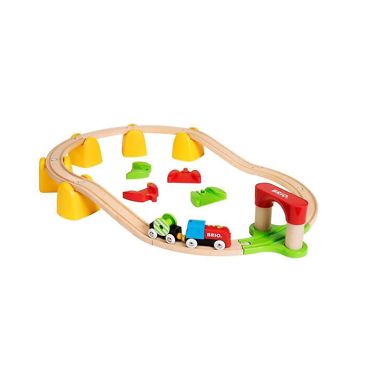 BRIO World 33710 - My First Railway Battery Operated Train Set | 25 Piece Wood Train Set for Toddlers | Inclusive of Accessories and Wooden Tracks | Certified by Forest Stewardship Council
