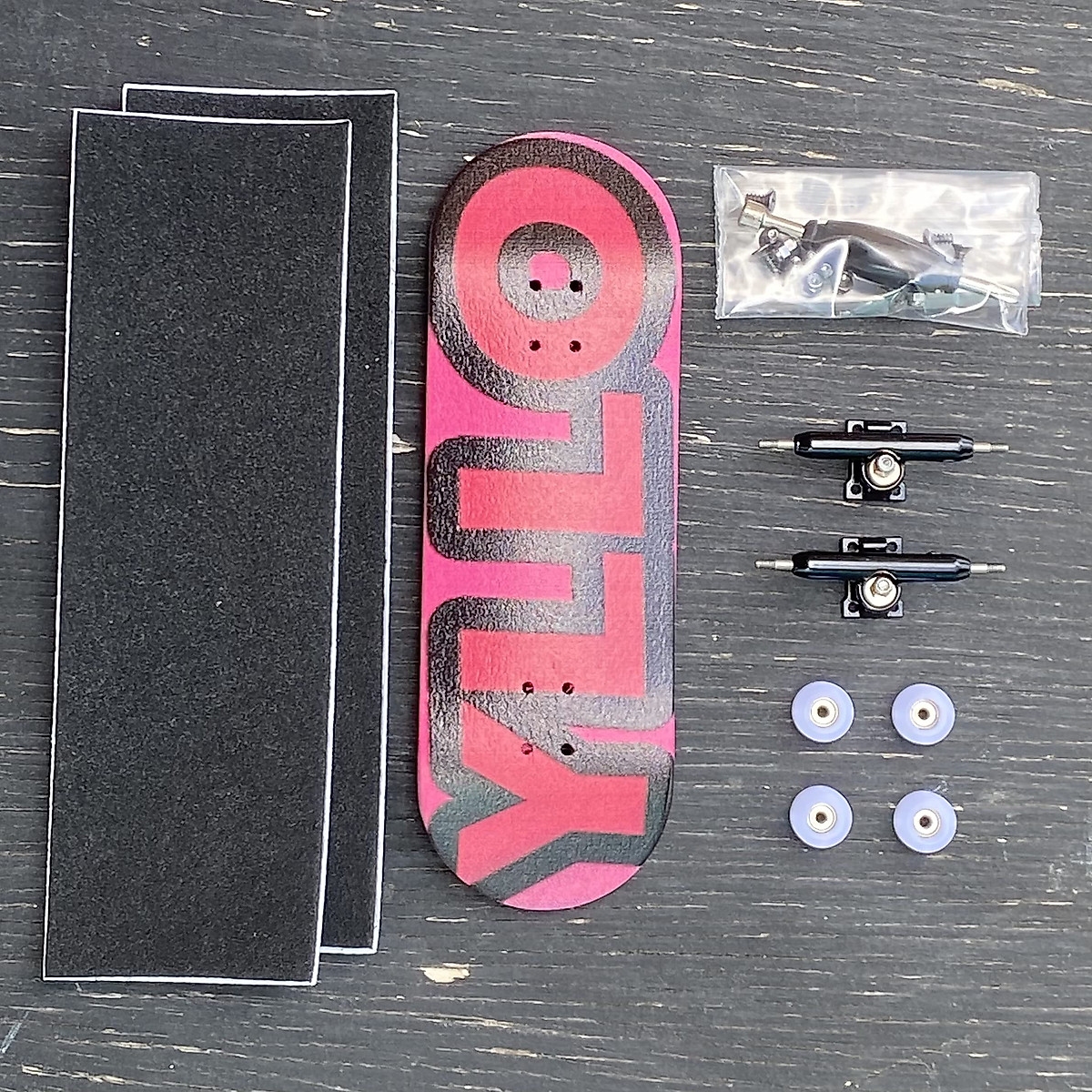 Yllo Big Hot Pink Complete 5 Ply Wood 100mm x 33mm Fingerboard with Upgraded 32mm Trucks, Lock Nuts, CNC Wheels