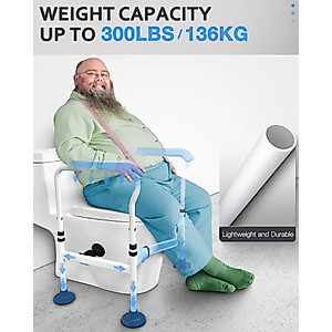 Sangohe Toilet Safety Rails - Toilet Safety Rails for Elderly - Toilet Safety Frame for Elderly, Handicap, or Disabled - Handicap Toilet Seat with Handles - Toilet Bars for Elderly and Disabled, 502D