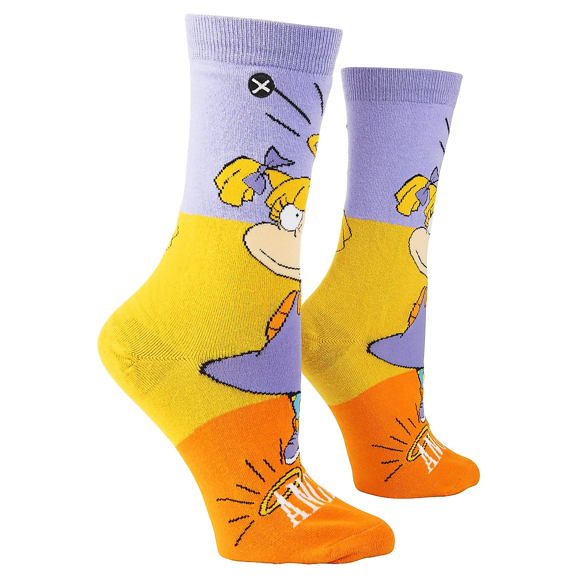 Odd Sox, Nickelodeon Rugrats Cartoon Socks, Angelica, Fun Novelty Women's Crew, Large