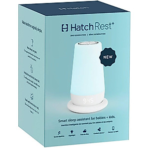 Hatch Rest+ Baby & Kids Sound Machine | 2nd Gen | Child’s Night Light, Alarm Clock, Toddler Sleep Trainer, Time-to-Rise, White Noise, Bedtime Stories, Portable, Backup Battery (with Charging Base)