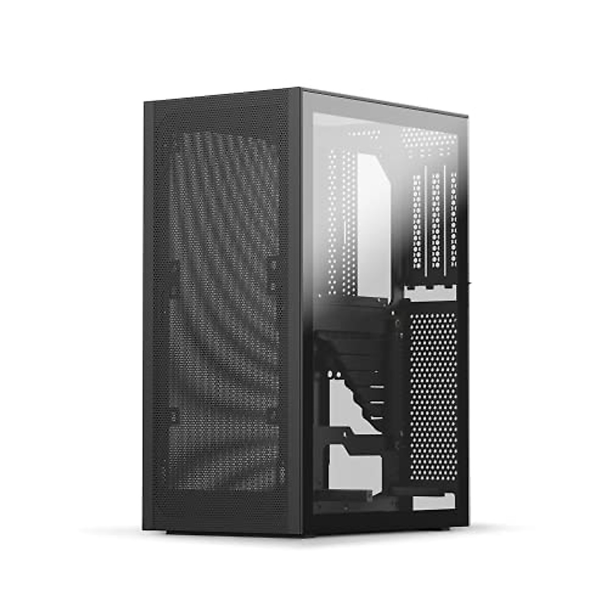 SSUPD Meshlicious Mini-ITX Small Form Factor (SFF) Case - One Tempered Glass Side Panel & One Mesh Side Panel with PCIe 3.0 Riser Cable -Tool-Free and Easy Accessibility (Black)
