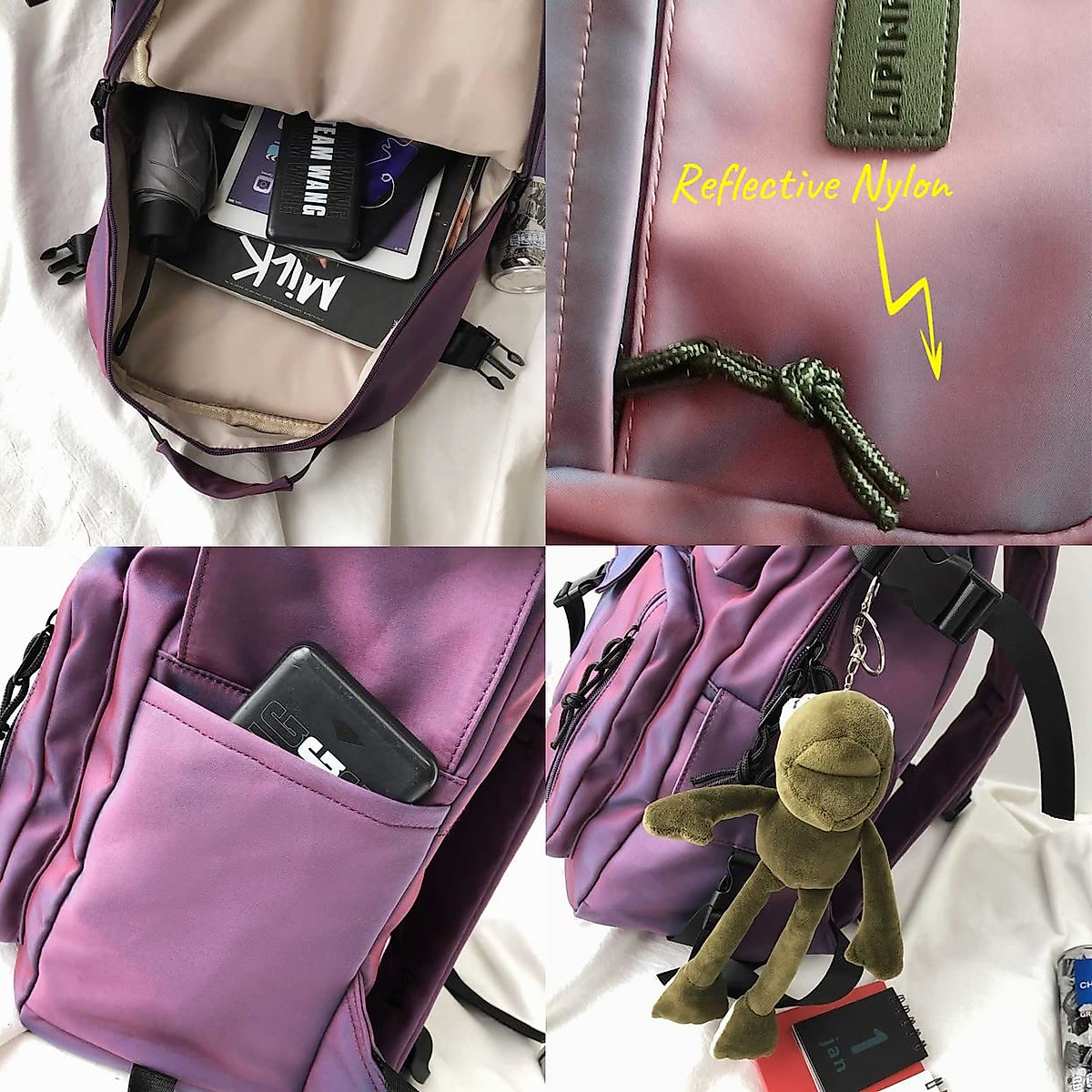 Large Capacity Student Backpacks Kawaii Backpack for Back To School Camping Hiking for Teens Girls Casual Aesthetic Backpack (Green)