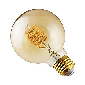 Euri Lighting VG25-3020ad, Dimmable LED G25 Filament, 4.5W, 250lm, 80 CRI, Warm White (2200K), 320° Beam, E26, 120V, Amber Glass, Wet Rated, UL, 2YR, 15K HR WTY, One Count