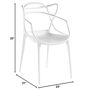 Modway Entangled Modern Molded Plastic Four Dining Armchairs in White
