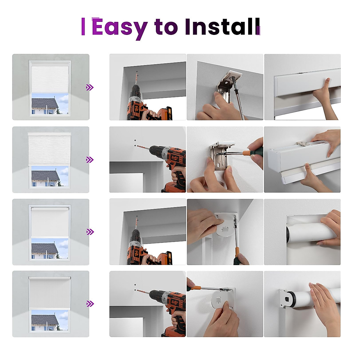 Astomi Motorized Smart Blinds for Windows Rechargeable Automatic Roller Blackout Shades with Remote Control Compatible with Alexa Google Assistant Customized (Fabric-Dark Grey)