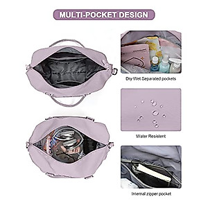 Travel Duffel Tote Bag,Personal Item Carry on Large Sport Gym Bag,Expandable Luggage Bag with Trolley Sleeve, Waterproof WeeKender Bag, Purple