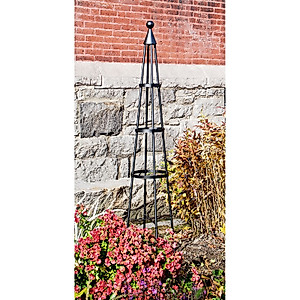 Achla Designs OBL-01, 61-in Wrought Iron Garden Obelisk Trellis, Small, Graphite