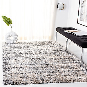SAFAVIEH Fontana Shag Collection Area Rug - 10' x 14', Grey & Ivory, Modern Design, Non-Shedding & Easy Care, 2-inch Thick Ideal for High Traffic Areas in Living Room, Bedroom (FNT856G)