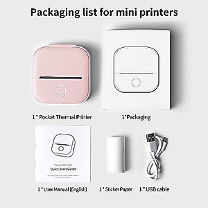 T02 Mini Pocket Sticker Printer - Portable Smart Photo Printer for iPhone, Thermal Mini Pocket Printer, Compatible with iOS&Android, Receipt Mobile Printer for Study, Journal, Notes