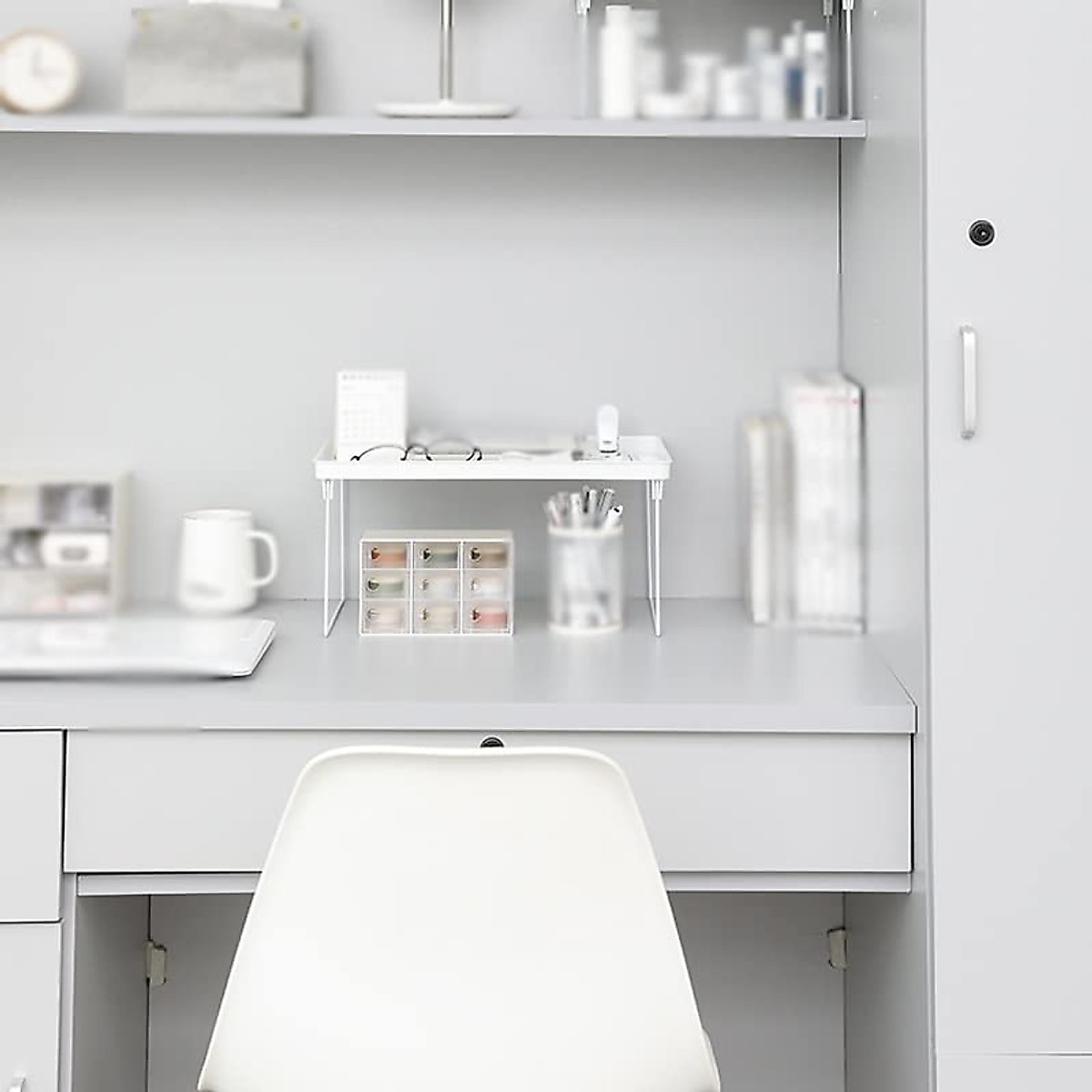 TJLSS Folding Storage Rack Skin Care Storage Shelf Desktop Organizer Space Saving Layered Storage Rack Cabinet Holders