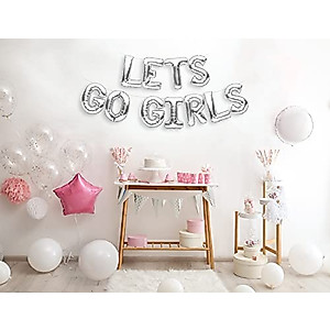 PartyForever LETS GO GIRLS Balloons Banner Silver Bachelorette Party Decorations Sign
