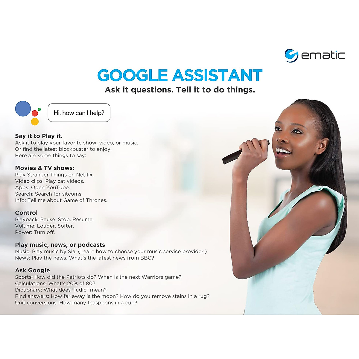 Ematic 4K Ultra HD Android TV Box with Built-in Chromecast + Netflix. Dual-Band Wi-fi (802.11AC) Model: AGT419