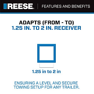 Reese Towpower 7020500 1-1/4" to 2" Receiver Adapter - 6" Long , Black