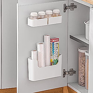 Cicano Adhesive Floating Shelves, 4Pcs Wall Mounted Shelves Bedside Caddy Stickable Shelf for Wall Bedside Wall Organizer White