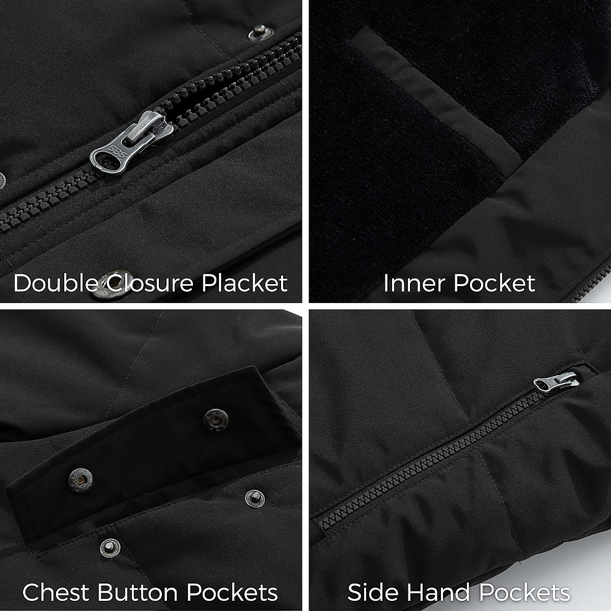 WenVen Men's Winter Puffer Coat Warm Outwear Jacket with Detachable Hood(Black,3XL)