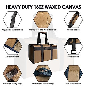 Highpro Firewood Carrier with Handles – Waxed Canvas Log Carrier Tote - Log Carrier for Firewood – Best for Carrying Wood at Home or Camping by Outdoor