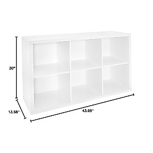 ClosetMaid 6 Cube Storage Shelf Organizer Bookshelf with Back Panel, Easy Assembly, Wood, White Finish