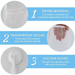 Jaeskeclip 2pcs Bath Toy Storage,Bath Toy Holder,Bath Tub Toy Holder Net With Pockets, Shower Caddy Holds Kids Toys, Soap, Or Shampoo, Hooks Included, White
