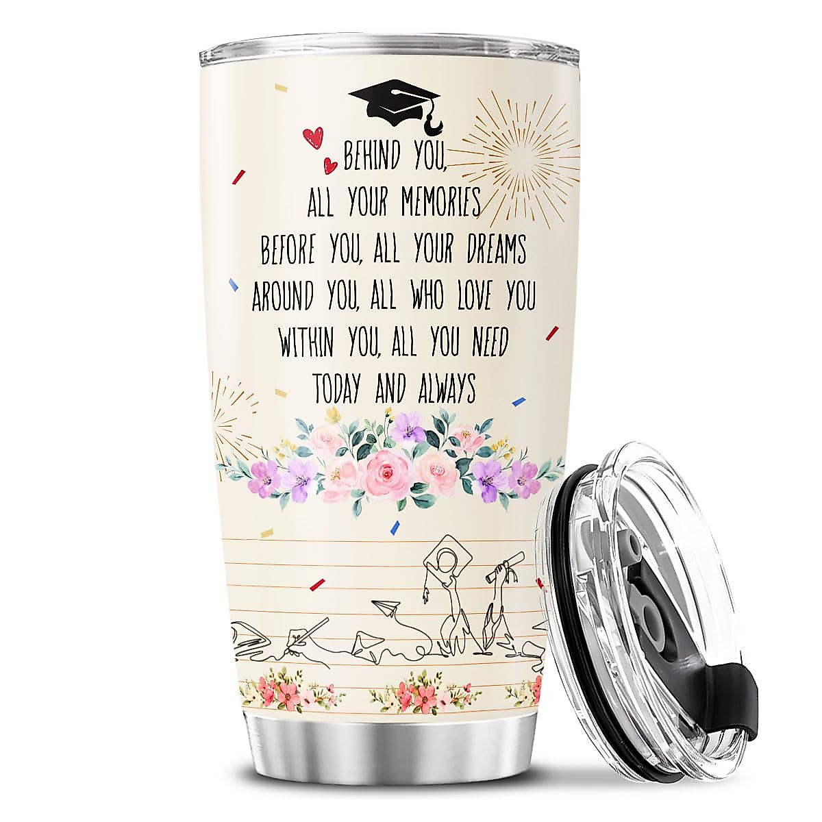 HUBUPU Of Class Tumblers, Graduation Motivate Quote, Graduation Gifts, Tumbler 20 Oz With Lid And Straw