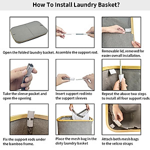 Werduoland 140L Double Laundry Hamper with Lid Divided Laundry Hamper Large Laundry Basket 2 Section Laundry Hamper with Removable Bag Dual Hampers for Laundry Double Sided Hamper for Bathroom (Grey)