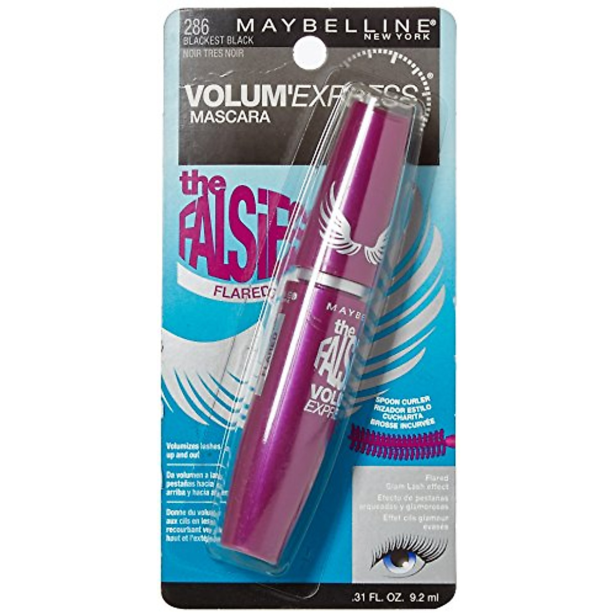 Maybelline New York Makeup Volum' Express The Falsies Flared Washable Mascara, Blackest Black, 0.31 Fl Oz (Pack of 1)