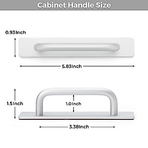 2 Pack Adhesive Handles Self Stick Instant Cabinet Handles 5.83" Stick on Cabinet Handles Drawer Push Pull Handles Helper Sliding Screen Door Handles for Sliding Closet Window Wardrobe - Silver