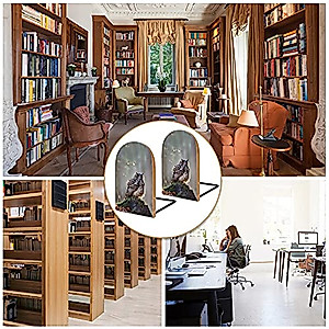 Nudquio Eurasian Eagle Owl Wooden Shelves Bookends Desktop Book Stand Book Ends Books Holder for Library School Home Office Study Bedroom Decoration（Logs）, One Size