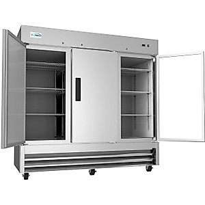 KoolMore 82" 3 Door Stainless Steel Upright Commercial Reach-in Freezer - 72 cu. ft, Model:RIF-3D-SS