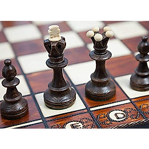Handmade European Wooden Chess Set with 16 Inch Board and Hand Carved Chess Pieces