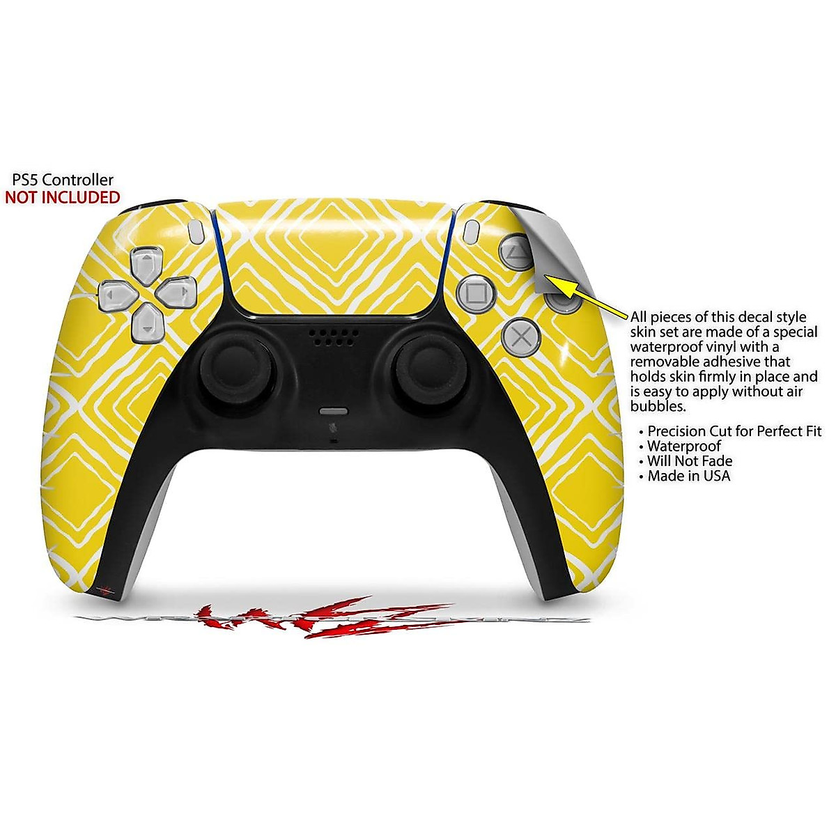 WraptorSkinz Skin Wrap compatible with Sony PS5 DualSense Controller Wavey Yellow (CONTROLLER NOT INCLUDED)