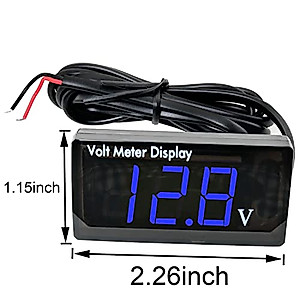 MEETOOT LED Digital Display Voltmeter Blue DC 12V Waterproof LED Digital Display Voltmeter for Car Battery Voltage Monitor