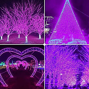 Super-Long 2-Pack Each 85FT Solar Halloween Lights Outdoor Waterproof, Upgraded Super Bright 8 Lighting Modes 480 LED Solar Outdoor String Lights for Halloween Decorations Party Garden Yard (Purple)