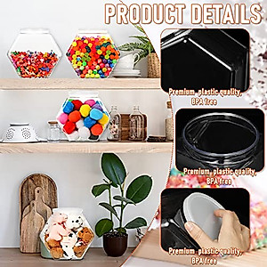 eBoot 4 Pieces Plastic Candy Jars Cookie Jars for Kitchen Counter Hexagon Cookie Jar with Lid Clear Candy Containers Laundry Pod Storage Container Dry Food Jar for Candy Buffet Dog Treats Craft (129 Oz)