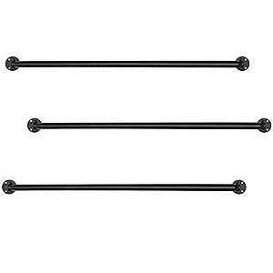 MyGift 33 Inch Matte Black Metal Corner Hanging Garment Rack, Heavy Duty Clothing Bar, Set of 3