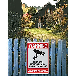 Thten 24 Hour Video Surveillance Sign, 14"×10" Security Camera Sign Warning for CCTV Recording System,Indoor Or Outdoor Use for Home Yard Business 2 Pack