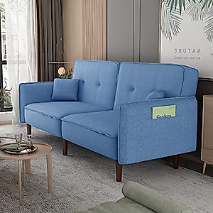 N NOORDENIYA Convertible Sleeper Sofa Bed Modern Loveseat Futon Sofa Couch Bed with Adjustable Backrest Loveseat Daybed Love Seat Lounge Sofa Sleeper Pillows Pockets Furniture for Living Room