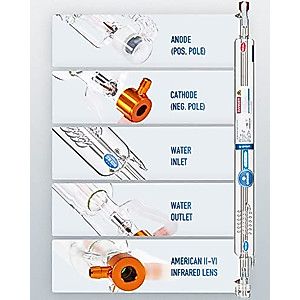 OMTech 40W CO2 Laser Tube for Laser Engraver & Cutter Machine, 720mm 50mm Dia Laser Cutter Tube with Borosilicate Glass 6000hr MTTF, Laser Cutting Engraving Machine Replacement Tube for Wood Stone