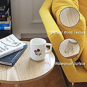 AWASEN Side Table Round, Small Accent Table Nightstand Modern End Table for Living Room Bedroom Office Small Spaces, 16''D x 19.5''H(Natural Walnut)