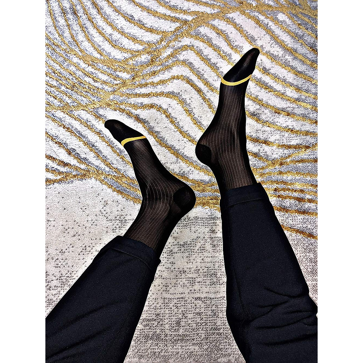 Goobester Men's Thin Silk Formal Dress Suit Transparent Sheer Male Business Dress Socks