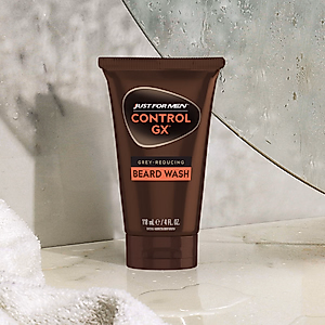 Just For Men Control GX Grey Reducing Beard Wash Shampoo, Gradually Colors Mustache and Beard, Leaves Facial Hair Softer and Fuller, 4 Fl Oz - Pack of 1