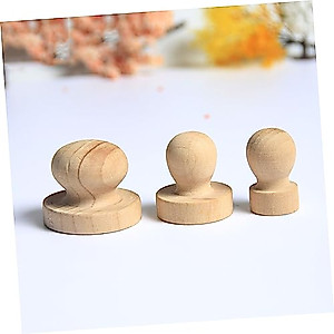 TEHAUX 5pcs Drawer Pulls and Knobs Dresser Knobs Wood Embossing Stamp Wood Drawer Pulls Wooden Drawer Pulls Plant Kit DIY Stamp Wooden Seal Crafts Handle Puppet Clay Wooden Furniture
