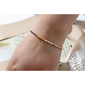 RareLove Sister Morse Code Beaded Bracelet Sister Birthday Gifts from Sister Long Distance Friendship Christmas Gifts Waterproof Gold Blue White Tiny Pony Seed Beads Black String