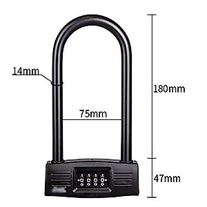 ZAIHW Heavy Duty Combination Bike U Lock Bike Lock Bicycle Heavy Duty Combination U Lock Bike Lock Anti Theft (Color : Red)