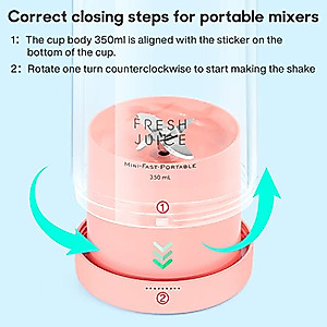MIAOKE Portable Blender,Fashion Portable Blender for Shakes and Smoothies 11.8 Oz,Magnetic USB Fast Charging Mini Fresh Juice Mixer Bottle,Take It for Traveling, Outdoor, Gym, Office, Cars, Gift -PK