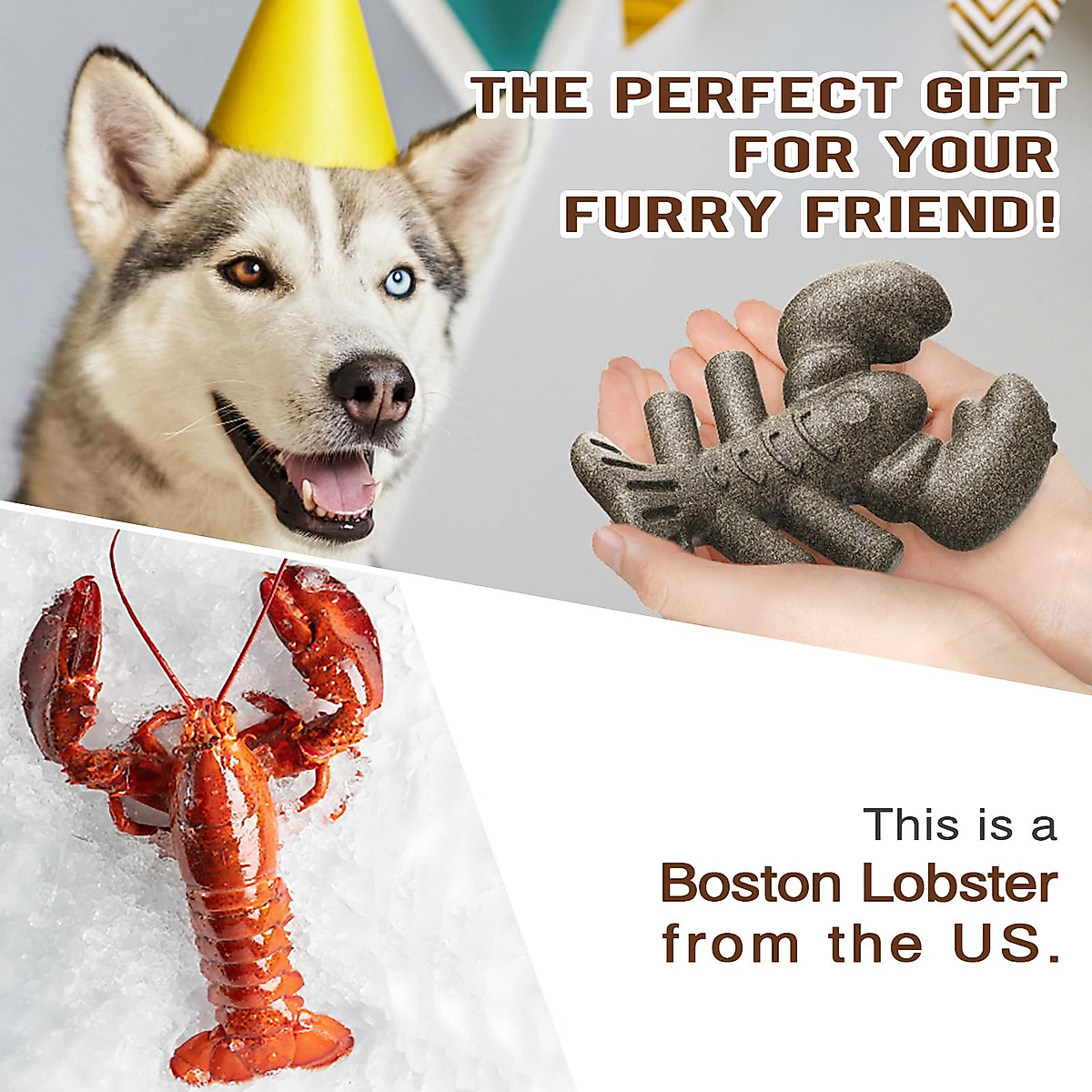 DeBage Dog Chew Toy, Lobster Dog Toy Heavy Duty Durable Chew Toys Indestructible Dog Chew Toys for Aggressive Chewers- Chew, Chase and Fetch for Large Dogs Gift (XL，Wood Color)