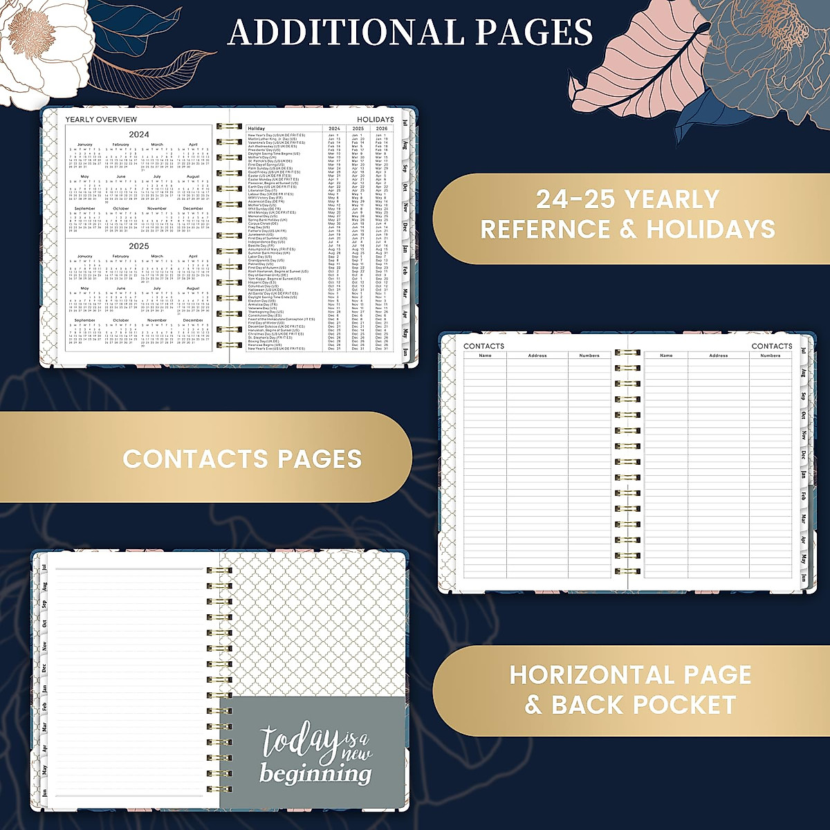 2024-2025 Planner - Academic Planner 2024-2025, Jul. 2024 - Jun. 2025, 6.4" x 8.5", 2024-2025 Planner Weekly and Monthly with Marked Tabs - Engraved